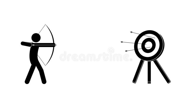 Archery Stick Figure with Target, Flat Vector Illustration Stock Vector ...