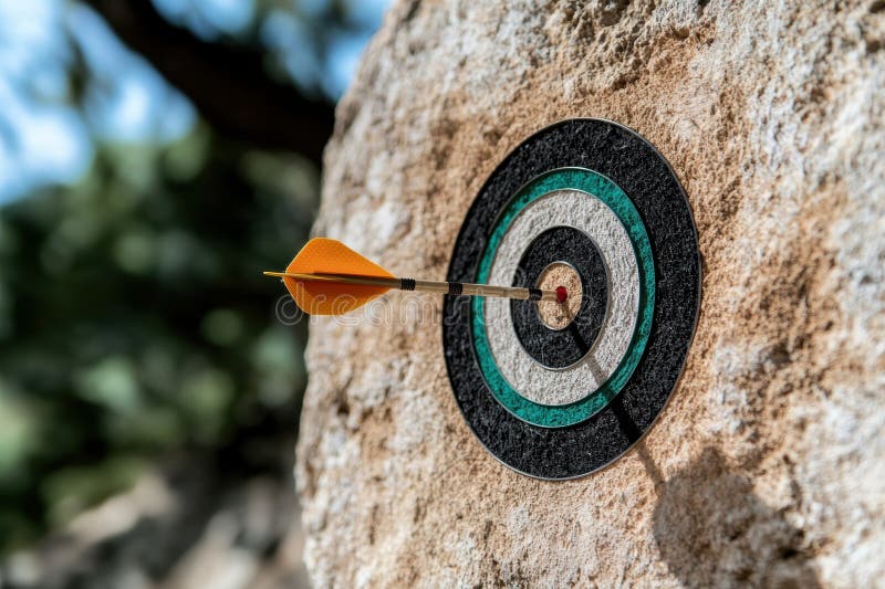 Archery Target with Arrow in Bullseye Stock Illustration - Illustration ...