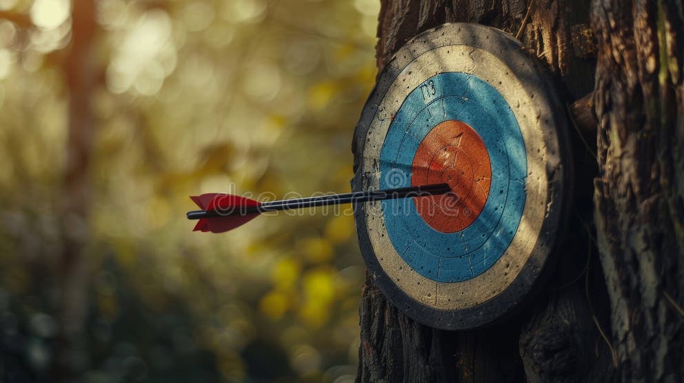 Archery Target with Arrow on a Tree Stock Illustration - Illustration ...
