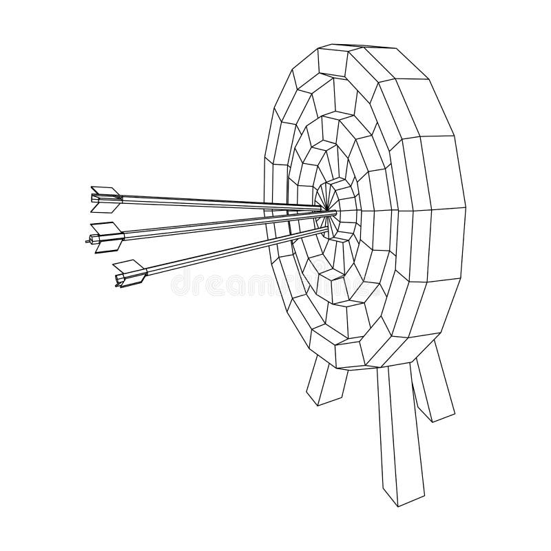 Archery Target. Arrows Hit Round Target Goal Concept Stock Vector ...