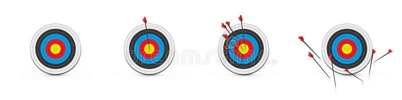 Archery Target with Arrows Set, Front View Vector Illustration ...