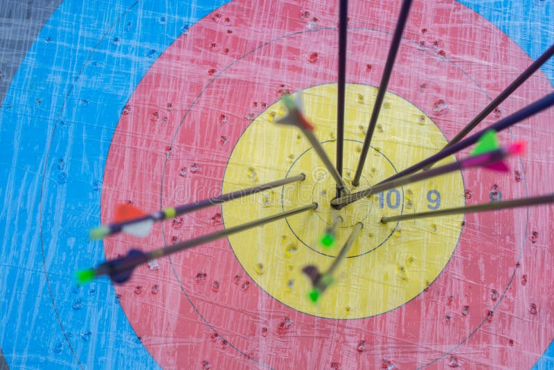 Archery Target with Arrows on it. Success Concept Stock Image - Image ...