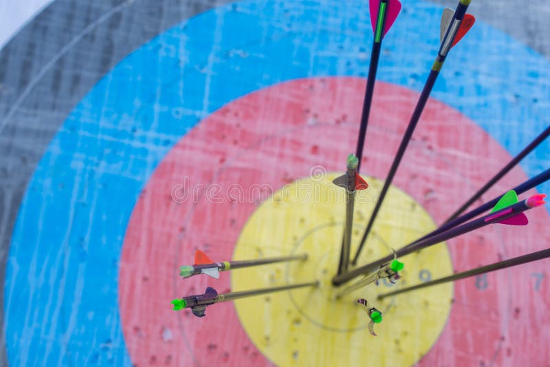 Archery Target with Arrows on it. Success Concept Stock Image - Image ...