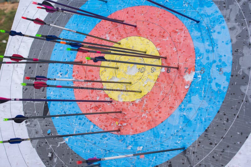 Archery Target with Arrows on it. Success Concept Stock Image - Image ...