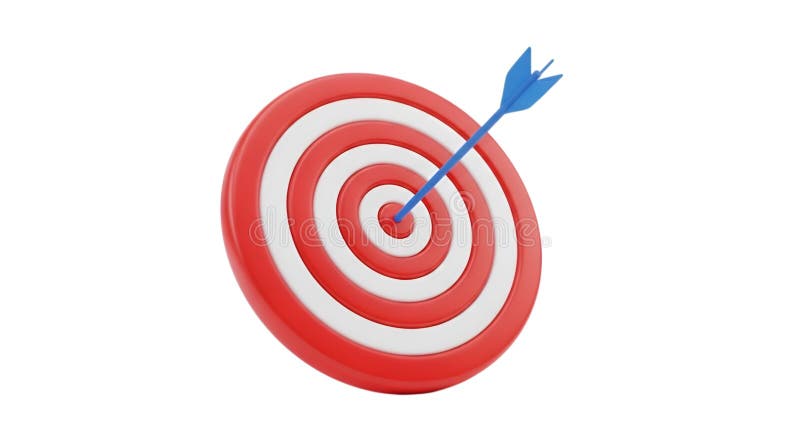 Target with Arrow Hitting Bullseye, Red and White Concentric Circles ...