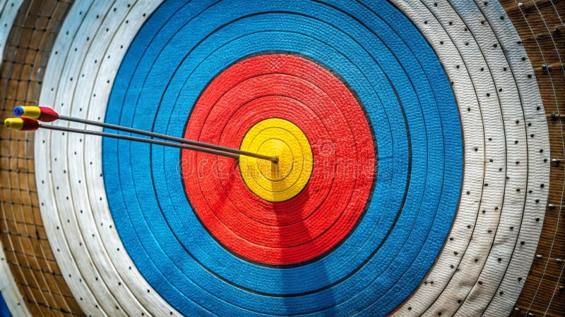 Archery Target Bullseye Hit, Close-Up View Stock Illustration ...