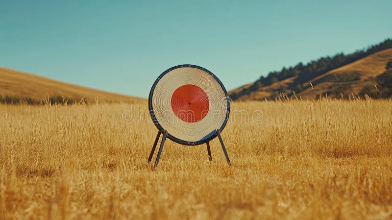 Archery Target in a Field, Red and White Archery Target Standing on ...