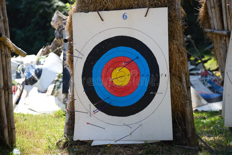Archery Target Full with Arrows. Stock Image - Image of game, corporate ...