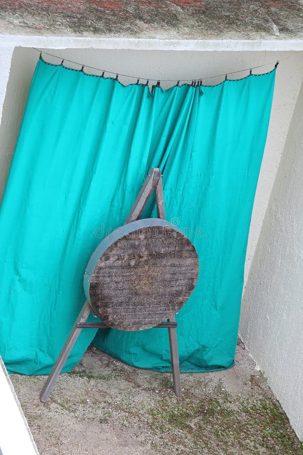 Medieval Archery Target Board in Field with Welsh Flag and George Cross ...