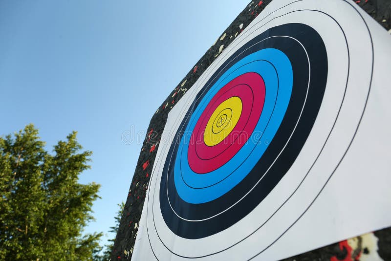 Archery Target Outdoors on Summer Day, Closeup Stock Image - Image of ...