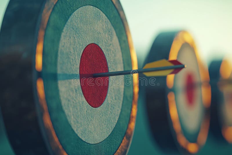 An Archery Target Pierced by Arrows, Signifying Accomplishment Stock ...
