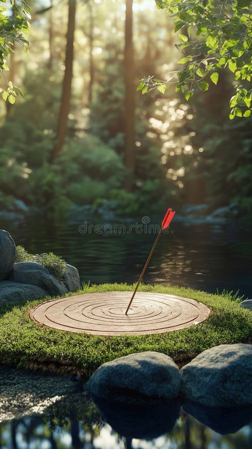 Archery Target in a Serene Forest Setting Stock Illustration ...