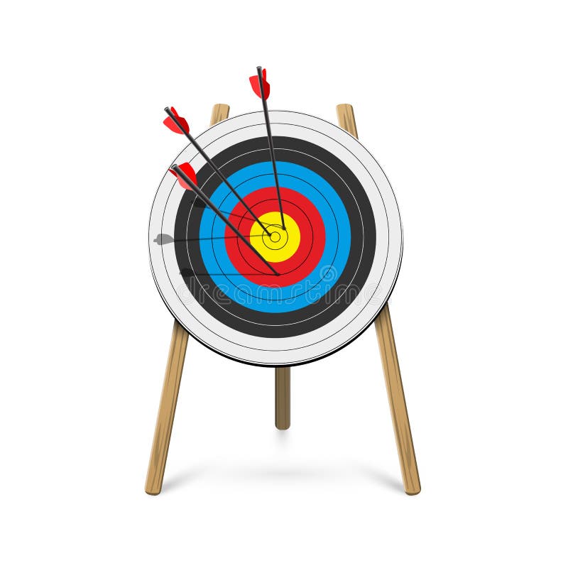 Archery Target Stand with Three Arrows. Vector Illustration. Stock ...