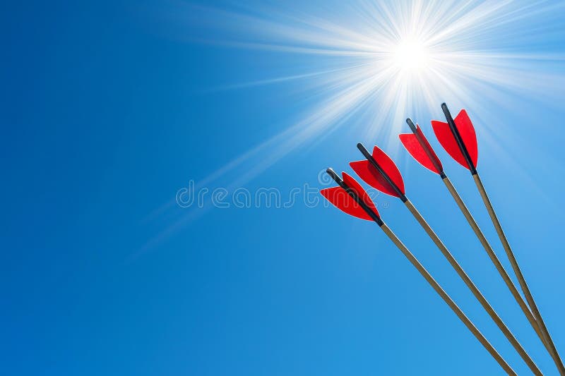 An Archery Target with Three Arrow Hits on it and a Sun Flare in the ...