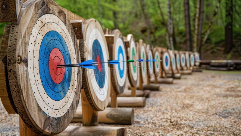 Archery Targets with Arrows in Outdoor Range. Generative Ai Stock ...