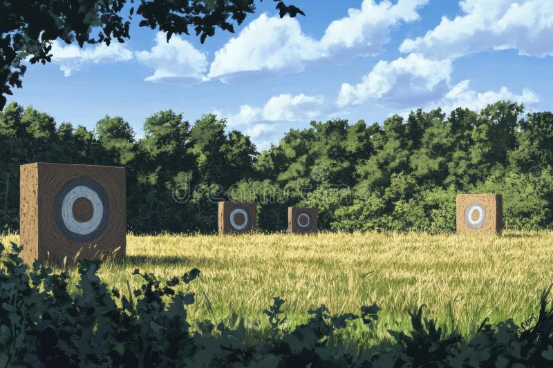 Archery Targets in a Field stock illustration. Illustration of archery ...