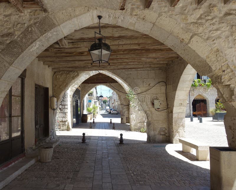Arches in the Bastide Town of Eymet Stock Photo - Image of built ...