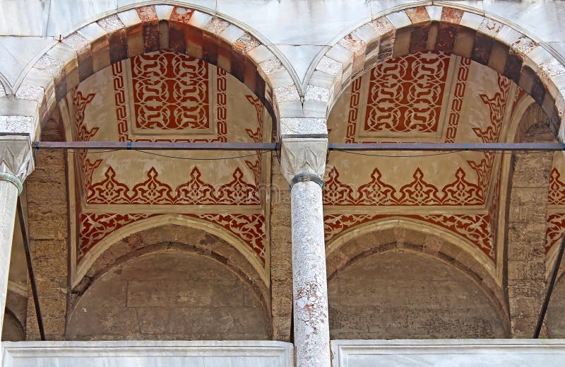 Arches of Blue Mosque, Istanbul, Turkey Stock Photo - Image of ...