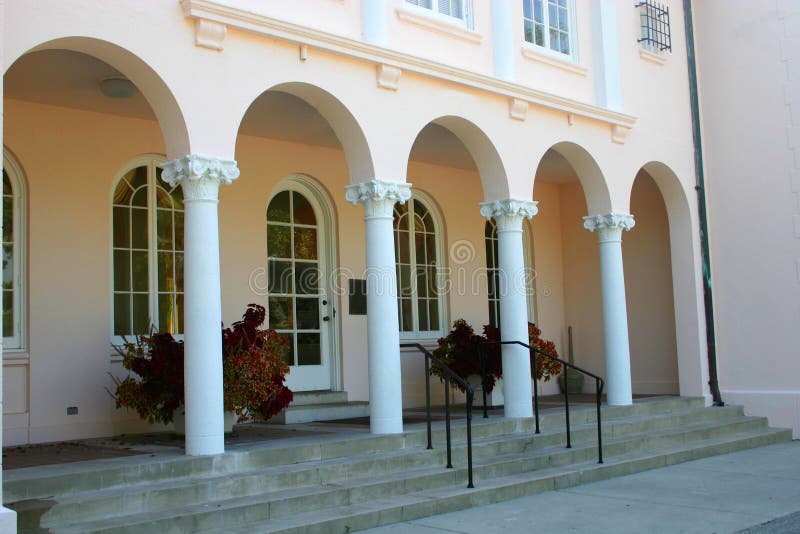 Arches and Columns of Southern Mansion Stock Photo - Image of ...