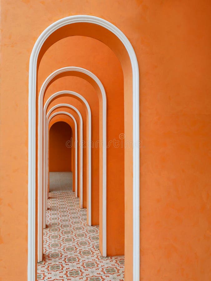 Arches Corridor with Repetitive Doors Stock Photo - Image of arcade ...