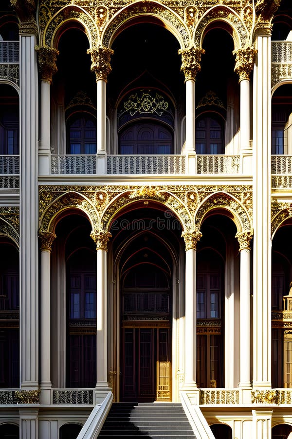 Arches of Heaven with Ornamented Designs and Tall Columns Generative Ai ...