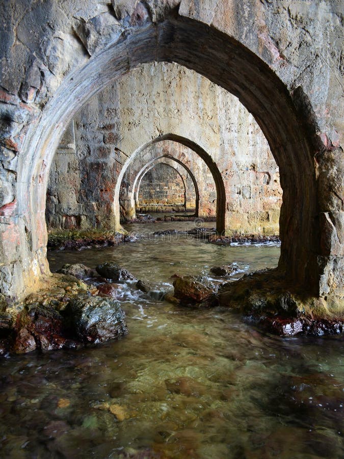 Arches Inside Ancient Shipyard of Alanya. Turkey, Asia Stock Photo ...
