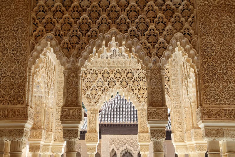 Arches in Islamic (Moorish) Style in Alhambra, Granada, Spain Stock ...