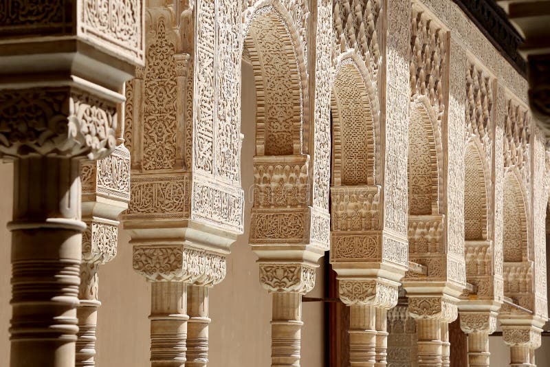 Arches in Islamic (Moorish) Style in Alhambra, Granada, Spain Stock ...