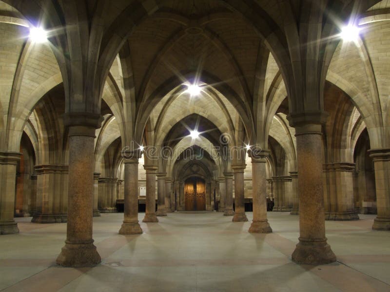 Arches and Pillars at Glasgow University Building Stock Image - Image ...