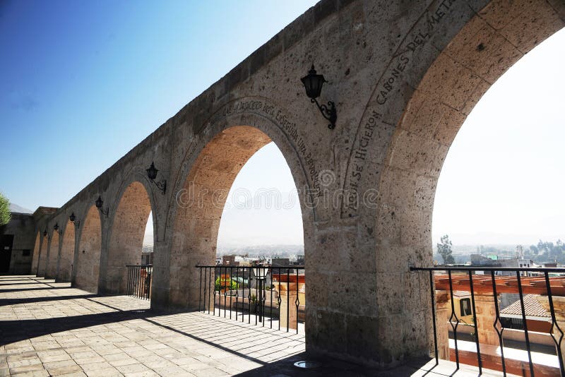 The Arches of Plaza Yanahuara and the Misti Volcano in the Background ...