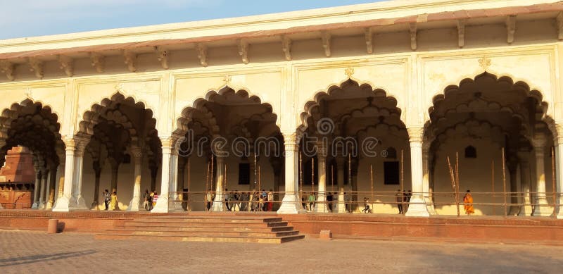 Arches, Steps of a White Marble Building at Agra Fort, India Editorial ...