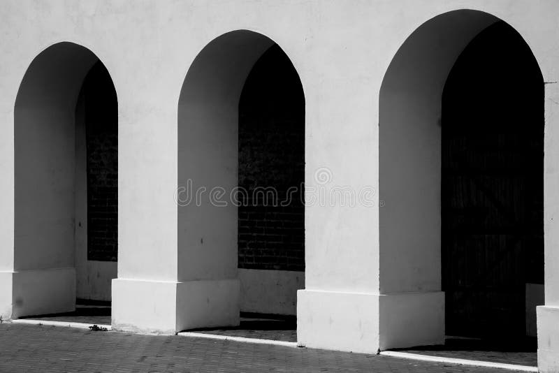 Arches of a White Architectural Building Stock Image - Image of ...