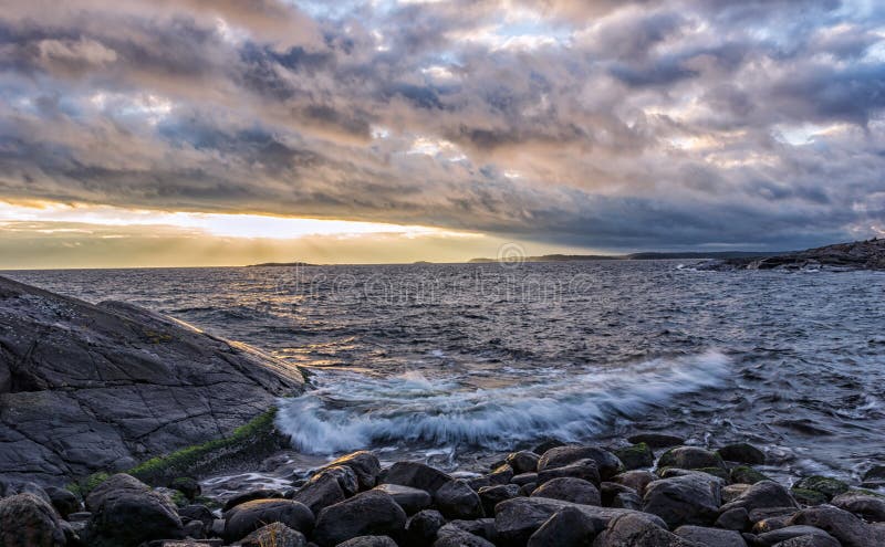 Archipelago sunset stock image. Image of coastline, horizone - 62685281