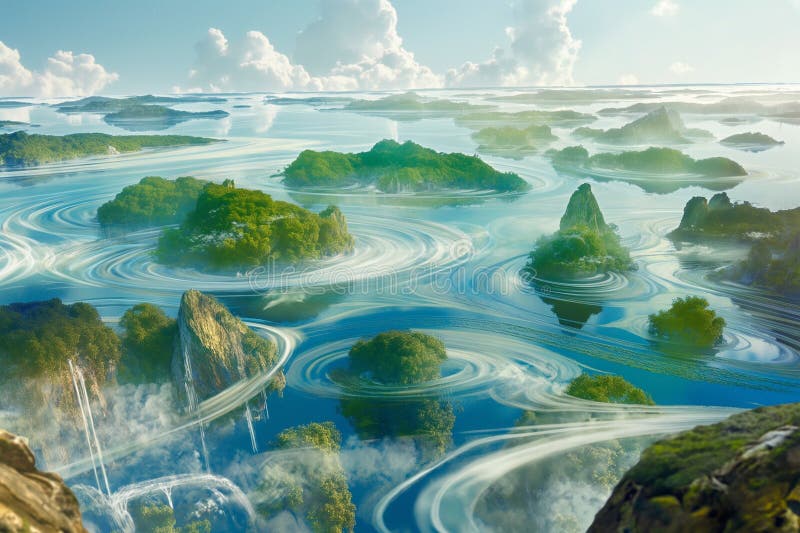 Windy Floating Islands, AI-generated. Stock Photo - Image of landscape ...