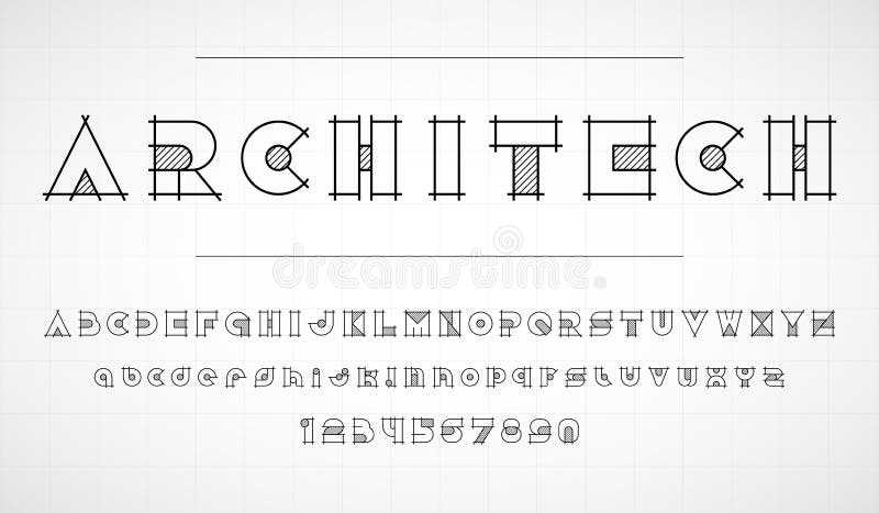 Architech Graphic Black and White Linear Font Stock Vector ...