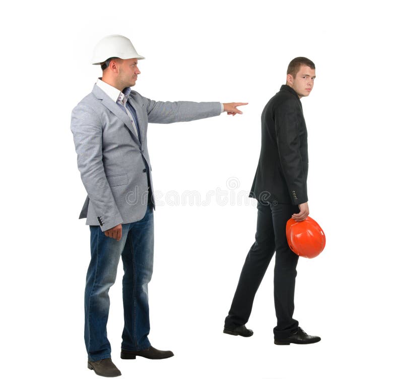 Angry Building Inspector Pointing at the Floor Stock Photo - Image of ...