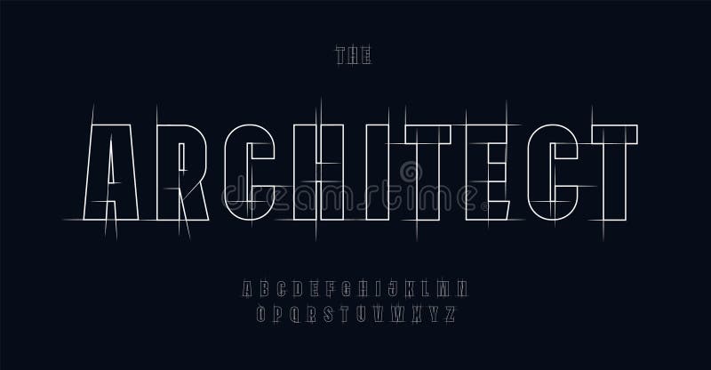 Architect Alphabet, Blueprint Geometric Letters, Construction Plan Font ...