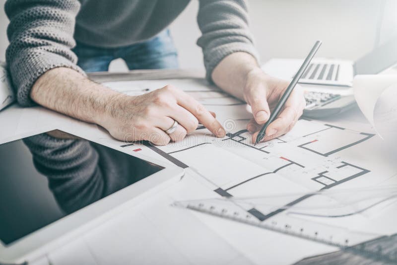 Architect Architecture Drawing Project Blueprint Working Design Stock ... Architect Architecture Drawing Project Blueprint Working Design Stock ...