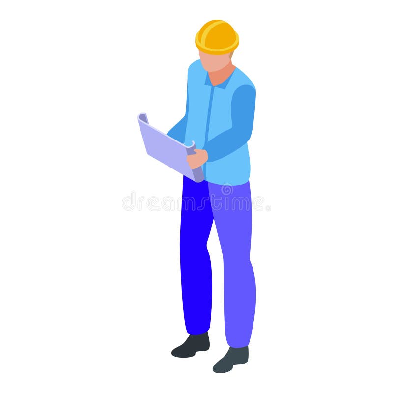 Architect Assignment Icon, Isometric Style Stock Vector - Illustration of industrial, male ...