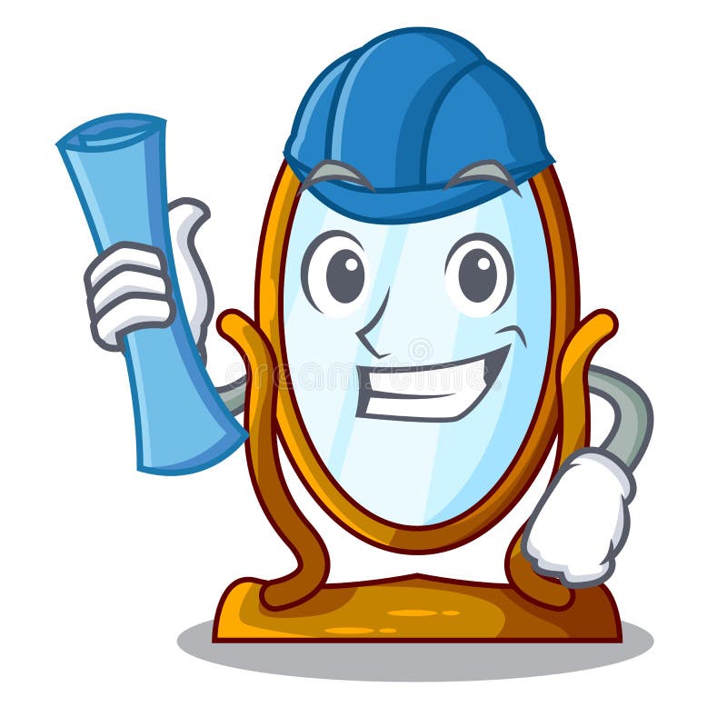 Architect Big Cartoon Mirror in Wooden Frame Stock Vector ...