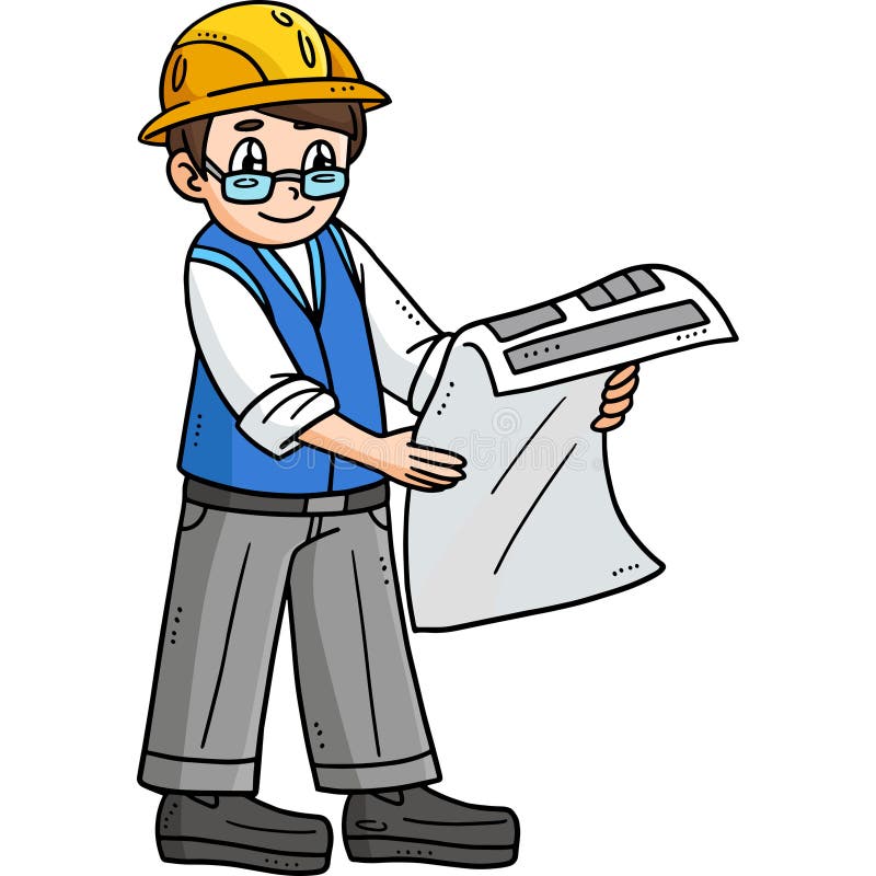 Architect with a Blueprint Cartoon Colored Clipart Stock Vector ...