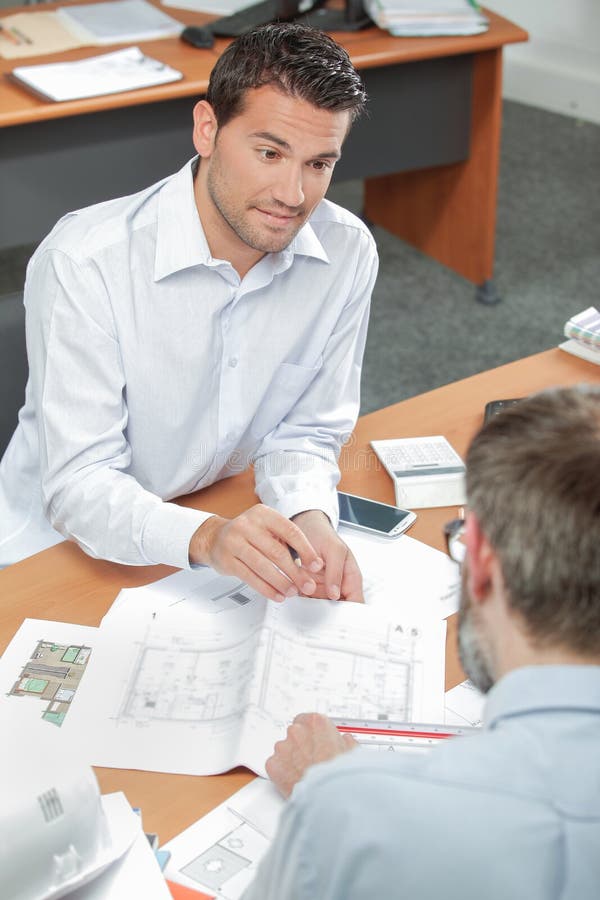 Architect with Boss during Meeting Stock Image - Image of smiling ...
