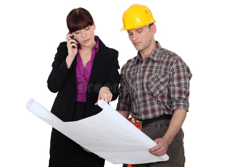 Architect with a builder stock photo. Image of engineering - 28010230