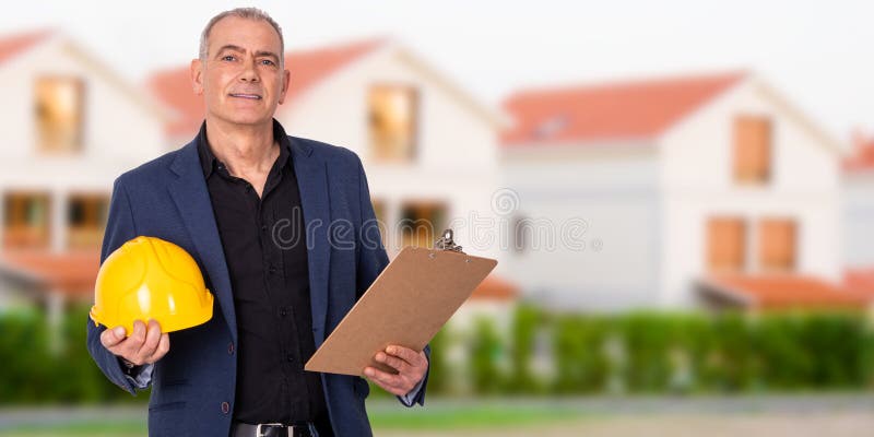 Architect or Builder with Plans Stock Image - Image of expert, company ...