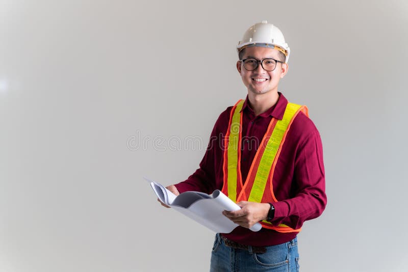 Architect Builder Smiling Layout Plan of the Rooms, Civil Engineer ...
