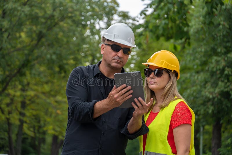 Engineers at Work in the Woods Stock Image - Image of ecological ...