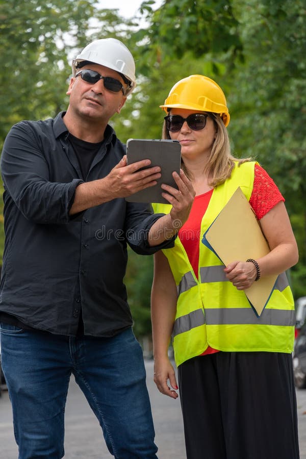Engineers at Work in the Woods Stock Image - Image of architect, nature ...
