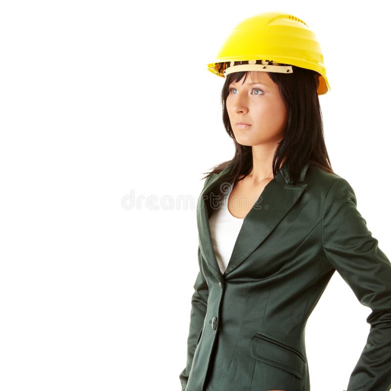 Architect or Builder Wearing a Yellow Hart Hat Stock Image - Image of ...