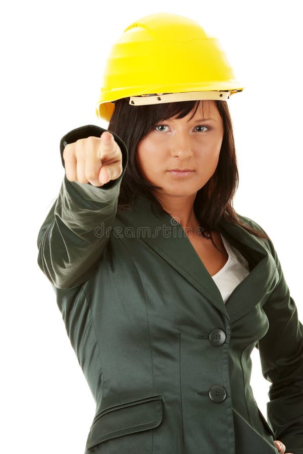 Architect or Builder Wearing a Yellow Hart Hat Stock Image - Image of ...