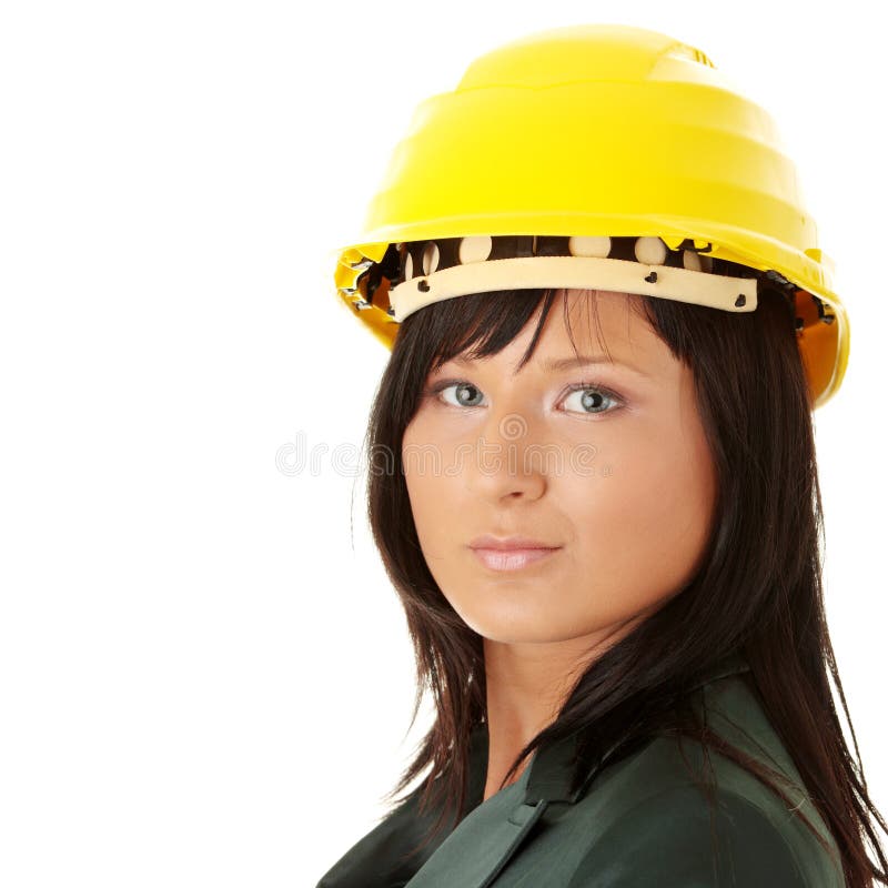 Architect or Builder Wearing a Yellow Hart Hat Stock Image - Image of ...